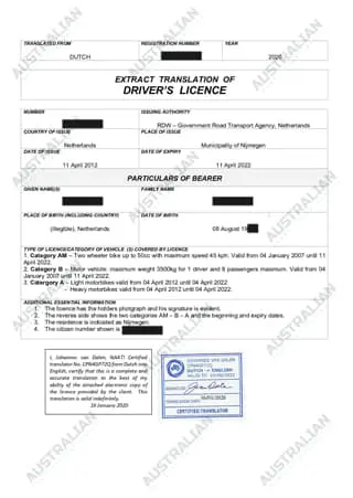 Driver License Translation By NAATI Certified Experts